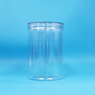 China Food Grade Transparent PET Tall Round Plastic Candy Peanut Packaging Jar 1060ml 102mm for sale