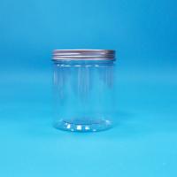 China Round Clear PET Food Grade Jar 440ml 83mm Wide Mouth with Aluminum Lid for Candy for sale