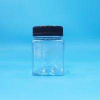 China Airtight BPA Free Square PET Plastic Candy Cookies Nut Packaging Jar 388ml 70mm for sale
