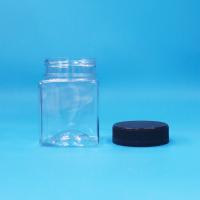 China Airtight BPA Free Square PET Plastic Candy Cookies Nut Packaging Jar 388ml 70mm for sale