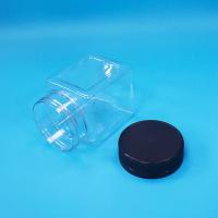 China Airtight BPA Free Square PET Plastic Candy Cookies Nut Packaging Jar 388ml 70mm for sale