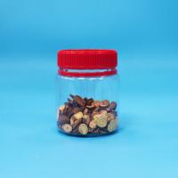 China Food Grade Clear PET Storage Jar 180ml 57mm with Red Screw Lid for Nuts Candy for sale