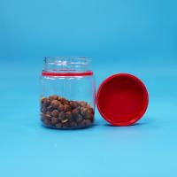 China Food Grade Clear PET Storage Jar 180ml 57mm with Red Screw Lid for Nuts Candy for sale