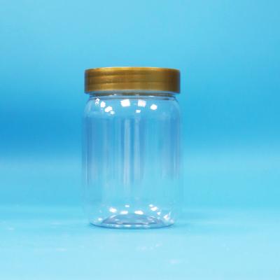 China PET Food Grade Clear Round Plastic Jar 310ml 70mm Diameter Screw Lid for sale