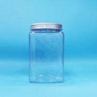China BPA Free Square PET Plastic Noodles Candy Jar 1000ml with Screw Aluminum Cap for sale