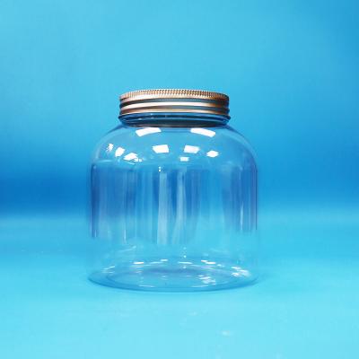 China Eco-Friendly Transparent PET Round Food Jars 2180ml with Aluminum Screw Lids 94mm for sale