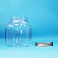 China Eco-Friendly Transparent PET Round Food Jars 2180ml with Aluminum Screw Lids 94mm for sale
