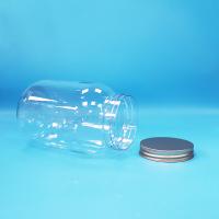 China Food Grade Clear PET Plastic Round Jar 1900ml with Aluminum Screw Flat Cap for Candy Nuts for sale