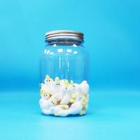 China Clear PET Plastic Round Jar 1900ml with Aluminum Screw Flat Cap for Food Candy Nuts BPA Free for sale