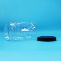 China Food Grade PET Plastic Grip Jar 1688ml 115mm Square Transparent with Black Flat Lid for sale