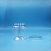 China 500ml Transparent Square PET Jar 85mm Food Grade Container for Dried Fig Coconut Flakes for sale