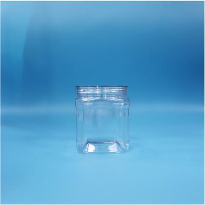 China 500ml Transparent Square PET Jar 85mm Food Grade Container for Dried Fig Coconut Flakes for sale