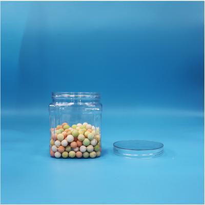 China Food Grade Clear Square PET Jar 500ml for Dried Fruit Coconut Flakes Hawthorn Strip for sale