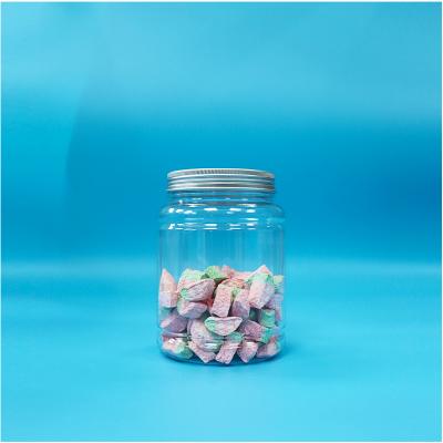 China 900ml Transparent PET Jar with Aluminum Screw Flat Lid 103mm Diameter Food Grade for sale