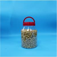 China Clear Food Grade PET Plastic Candy Jar 1630ml Screw Flat Lid Airtight for sale