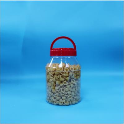 China Clear Food Grade PET Plastic Candy Jar 1630ml Screw Flat Lid Airtight for sale