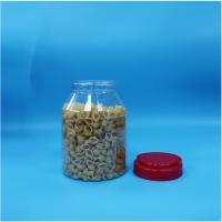 China Clear Food Grade PET Plastic Candy Jar 1630ml Screw Flat Lid Airtight for sale