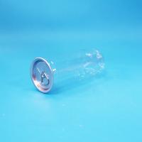 China Food Grade 310ml Clear PET Plastic Soda Juice Can with Easy Open Lid 52mm for sale