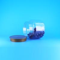 China PET Round Wide Mouth Transparent Plastic Jars 750ml 87mm with Screw Brown Caps for sale