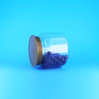 China PET Round Wide Mouth Transparent Plastic Jars 750ml 87mm with Screw Brown Caps for sale