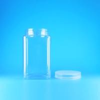 China Clear PET Square Food Grade Plastic Containers 1111ml 83mm with Aluminum Screw Lids for sale