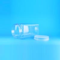 China Food Grade PET Square Plastic Jar 1111ml with Aluminum Screw Lid for Candy Dried Chili for sale