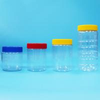 China Round Transparent PET Plastic Jars 72mm 340ml 350ml 480ml 690ml Peanut Butter Food Grade Screw Lid for sale