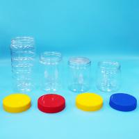 China Round Transparent PET Plastic Jars 72mm 340ml 350ml 480ml 690ml Peanut Butter Food Grade Screw Lid for sale
