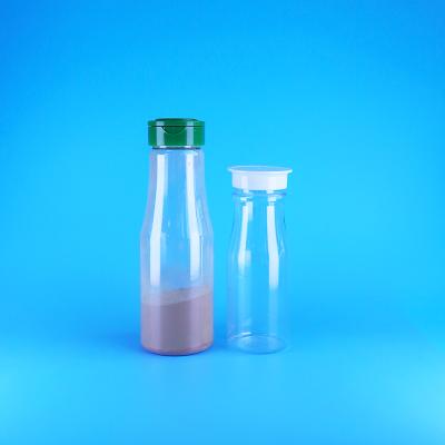 China BPA Free Clear PET Plastic Spice Jar 200ml 330ml Flip Top Cap Airtight Leak Proof for sale
