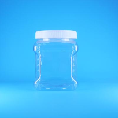 China Square Airless PET Screw Lid Clear Plastic Grip Jars 1450ml 49oz for Food Packaging for sale