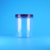 China Leak Proof Clear PET Plastic Jar 710ml 96mm Screw Flat Lid for Dried Food BPA Free for sale