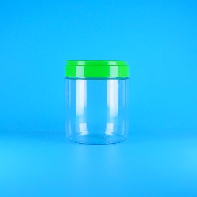 China Food Grade PET Clear Round Jar 520ml 89mm Screw Cap for Peanut Butter for sale