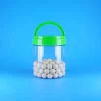 China BPA Free 520ml Clear PET Round Peanut Butter Jar with Screw Handle Lid 89mm for sale