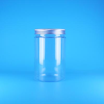 China Clear PET Plastic Wide Mouth Nut Food Candy Tall Round Jar 83mm 791ml Screw Flat Lid for sale