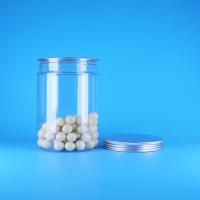 China Clear PET Plastic Tall Round Jar 791ml 83mm Neck with Aluminum Flat Lid for Food Candy for sale