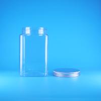 China Cheap Clear Empty Square China PET Plastic Candy Jars Bulk Screw Aluminum Cap for sale