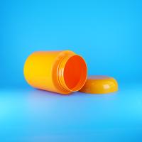 China Airtight Orange Round PET Plastic Jar 1000ml 85mm Screw Lid for Cookies Candy for sale
