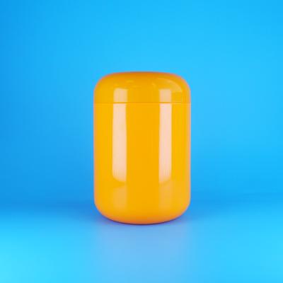 China Airtight Orange Round PET Plastic Jar 1000ml 85mm Screw Lid for Cookies Candy for sale