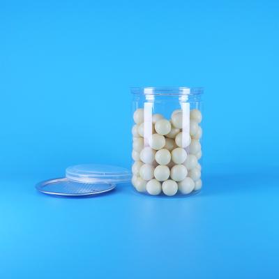 China Round Transparent PET Plastic Candy Snack Yogurt Cookies Can 280ml 68mm with PE Lid for sale