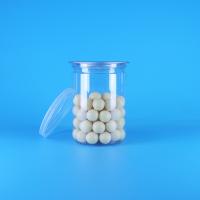 China Round Transparent PET Plastic Candy Snack Yogurt Cookies Can 280ml 68mm with PE Lid for sale