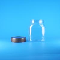 China Small PET Clear Empty Airtight Plastic Candy Nuts Food Packing Jars Screw Caps for sale