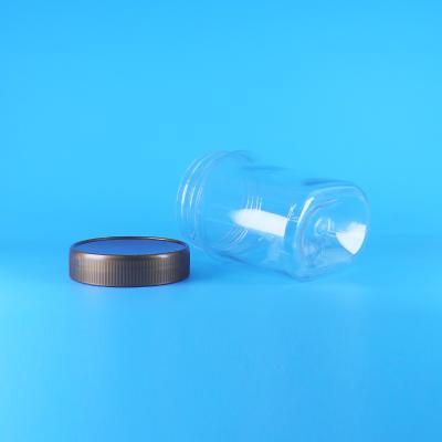 China PET Clear Screw Cap Airtight Plastic Jar 410ml 72mm Neck for Candy Dried Food Packing for sale