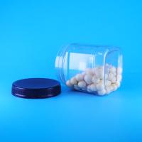 China Square Airless Plastic Snack Jar 580ml 90mm Food Grade PET Screw Lid Airtight Storage for sale