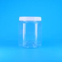 China Hexagonal Clear PET Plastic Jar 630ml 88mm Neck White Flat Lid for Cookies Nuts for sale