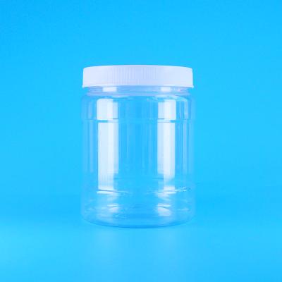 China Round Shape Clear PET Plastic Dried Blueberry Walnut Crackers Crispy Peanuts Jars Cap for sale