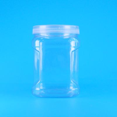 China Square Clear PET Plastic Storage Jar 720ml 24.3oz Food Grade Airtight Screw Lid for sale