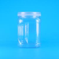 China Square Clear PET Plastic Storage Jar 720ml 24.3oz Food Grade Airtight Screw Lid for sale
