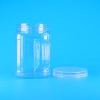 China PET Square Clear Plastic Storage Jar 720ml 88mm Screw Lid Airtight Food Container for sale