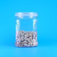 China PET Square Clear Plastic Storage Jar 720ml 88mm Screw Lid Airtight Food Container for sale