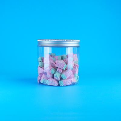 China Round Aluminum Easy Open Lid PET Jar 740ml 99mm Diameter Food Candy Cookies Jasmine Tea Clear Plastic Container for sale
